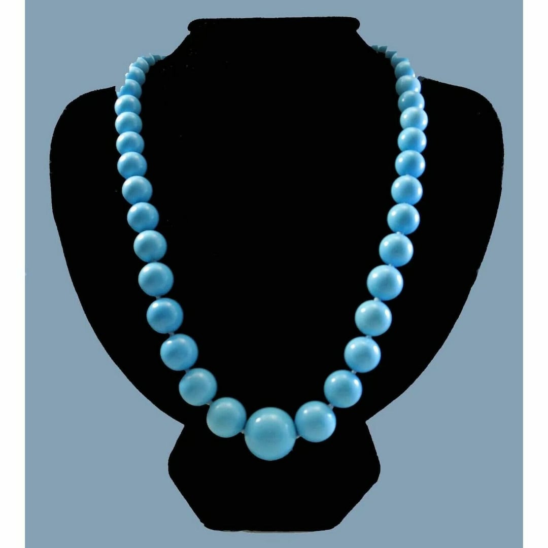Blue Sleeping Beauty Turquoise 9.5-17mm Bead 20" Necklace in 18K White ...