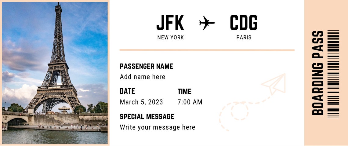Boarding Pass Template PDF/ Printable Template - Etsy