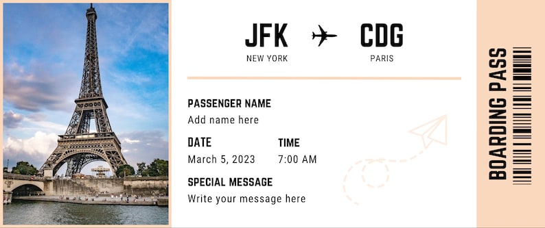 Boarding Pass Template PDF/ Printable Template - Etsy