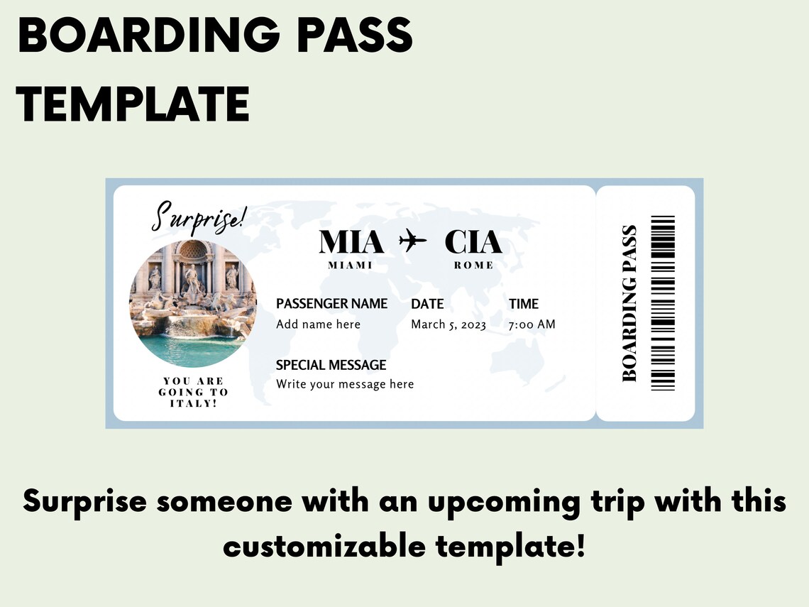 Boarding Pass Template PDF/ Printable Template - Etsy