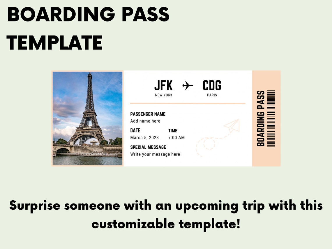 Boarding Pass Template PDF/ Printable Template - Etsy