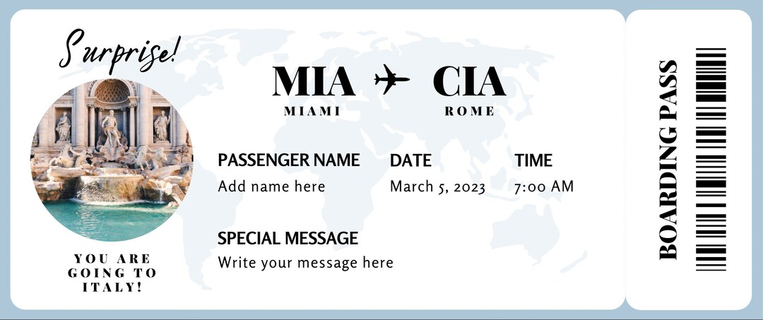 Boarding Pass Template PDF/ Printable Template - Etsy
