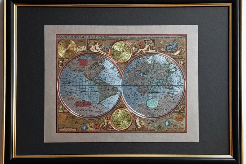 Original Dufex World Map 1980s – Vintage Foil Art With 3D Effect ...