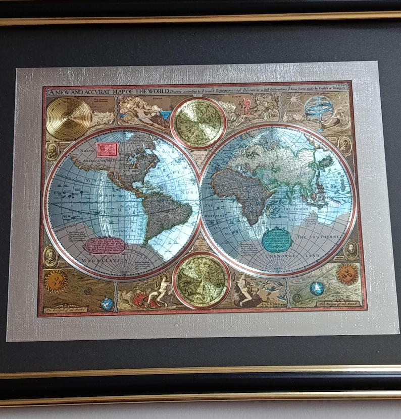Original Dufex World Map 1980s – Vintage Foil Art With 3D Effect ...