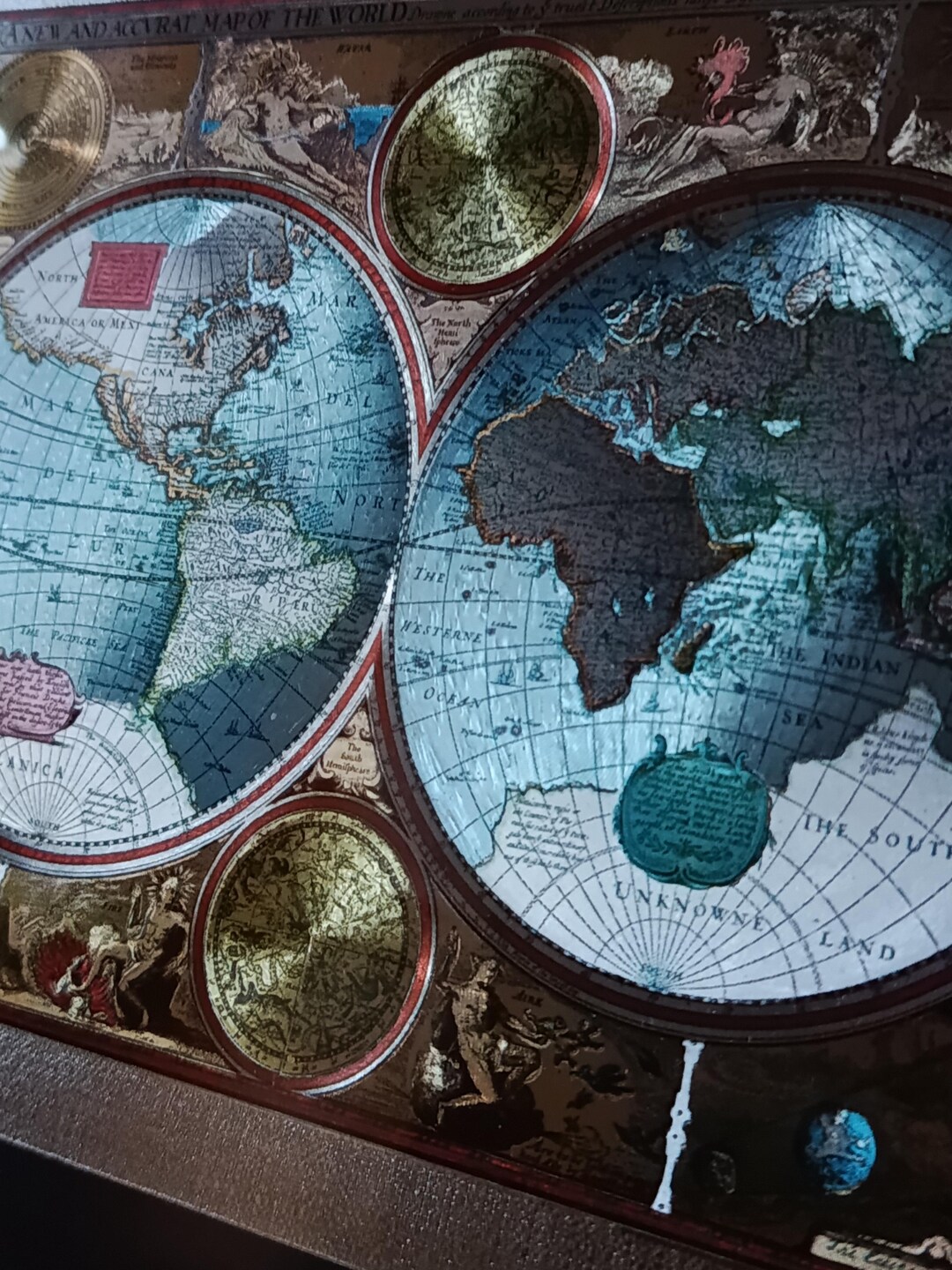 Original Dufex World Map 1980s – Vintage Foil Art With 3D Effect ...