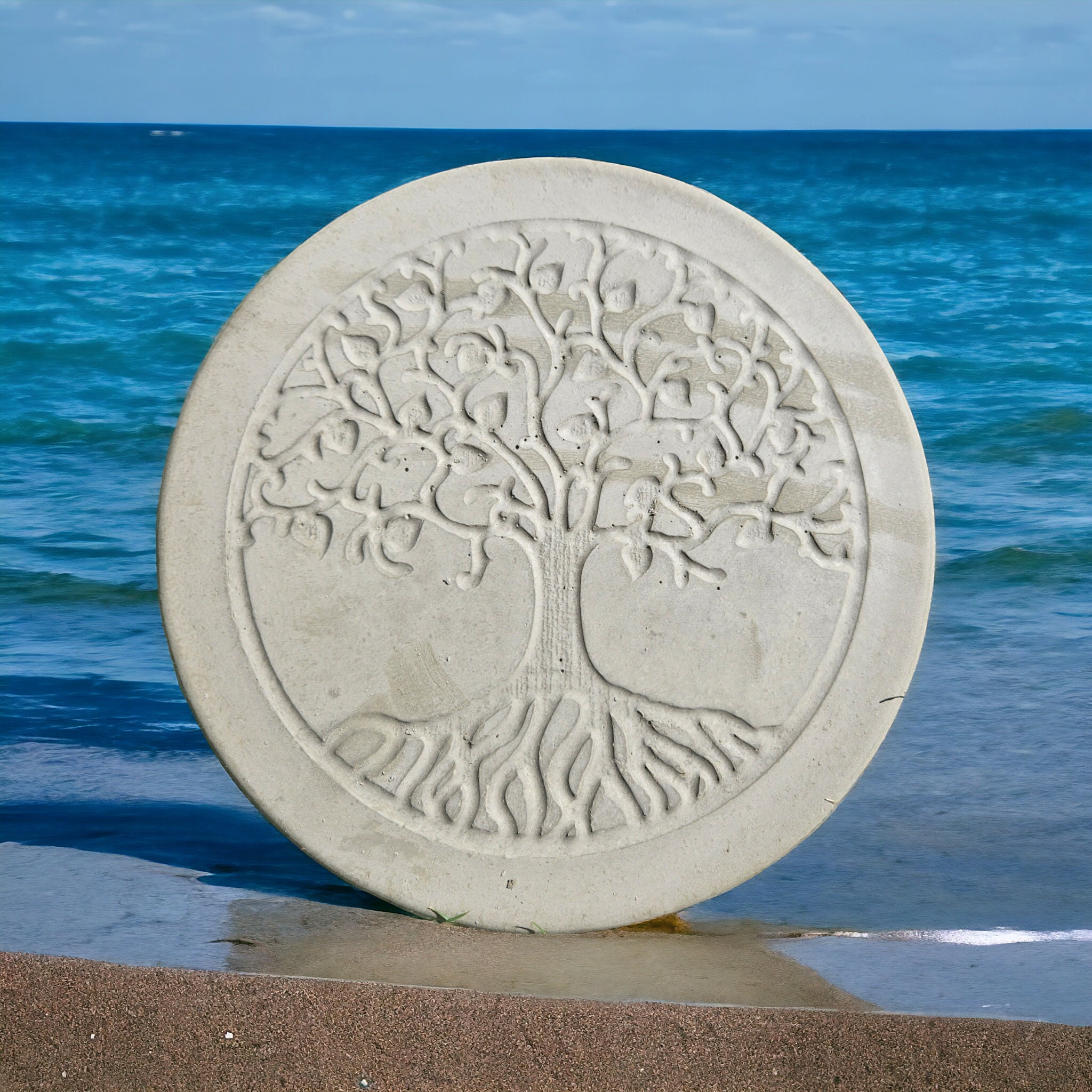 Handmade Tree of Life Concrete Stepping Stone – 10" Round Paver - Etsy