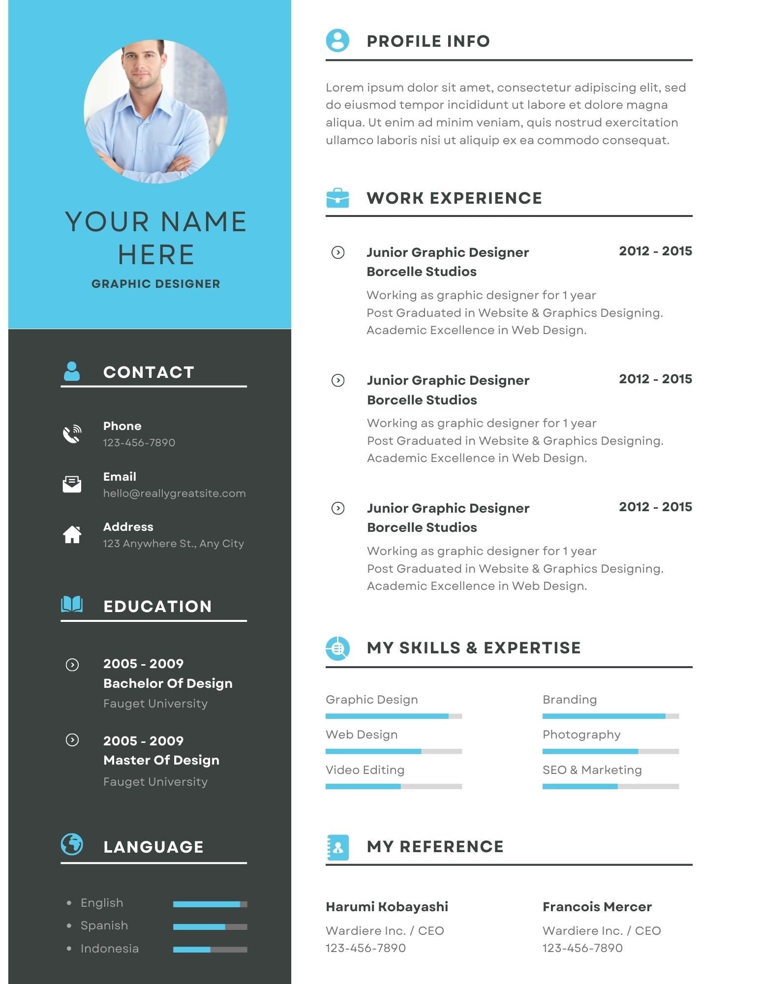 RESUME TEMPLATE BLUE - Etsy