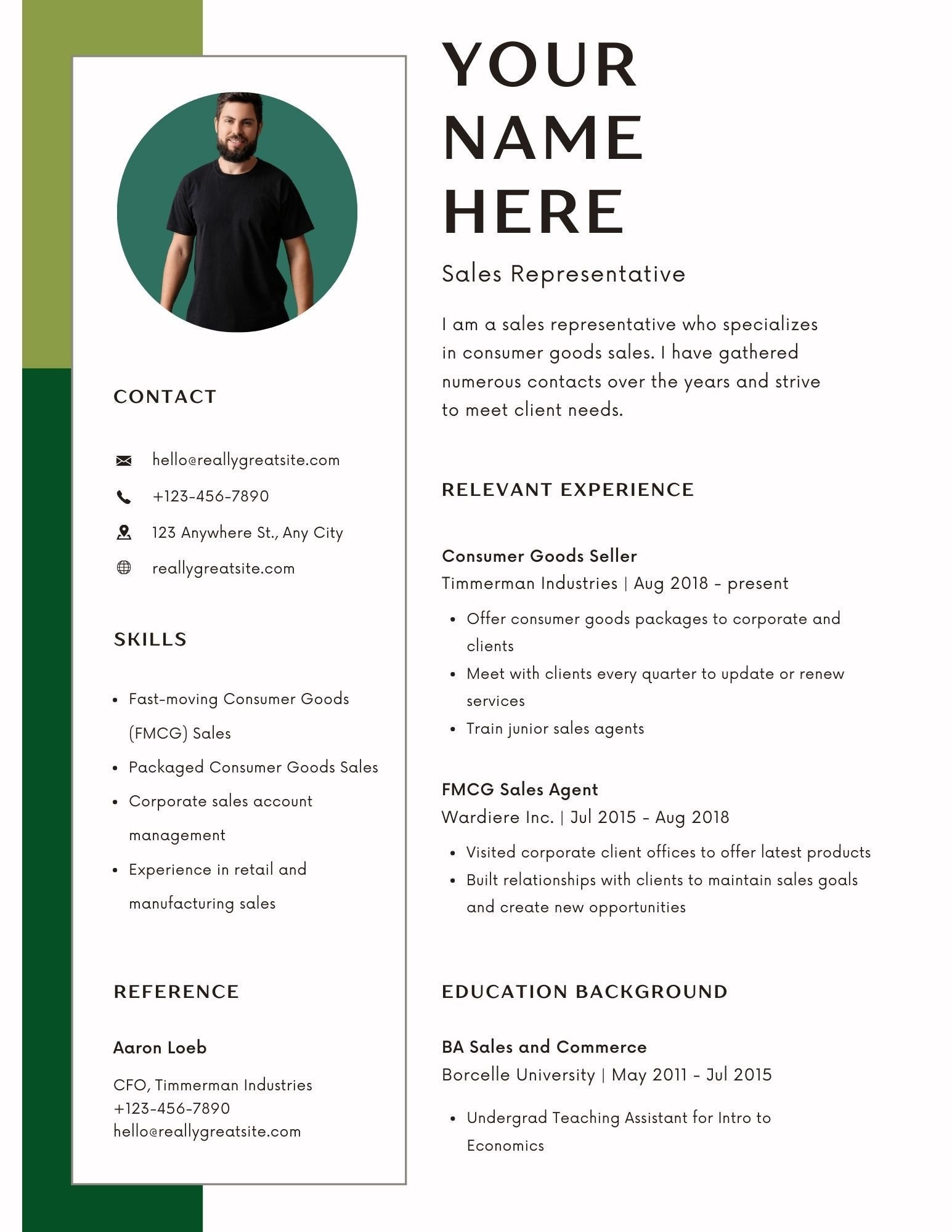 RESUME TEMPLATE GREEN - Etsy