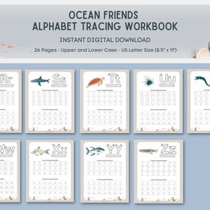 Ocean Friends Alphabet Tracing Sheets, Digital Download, Neutral ...