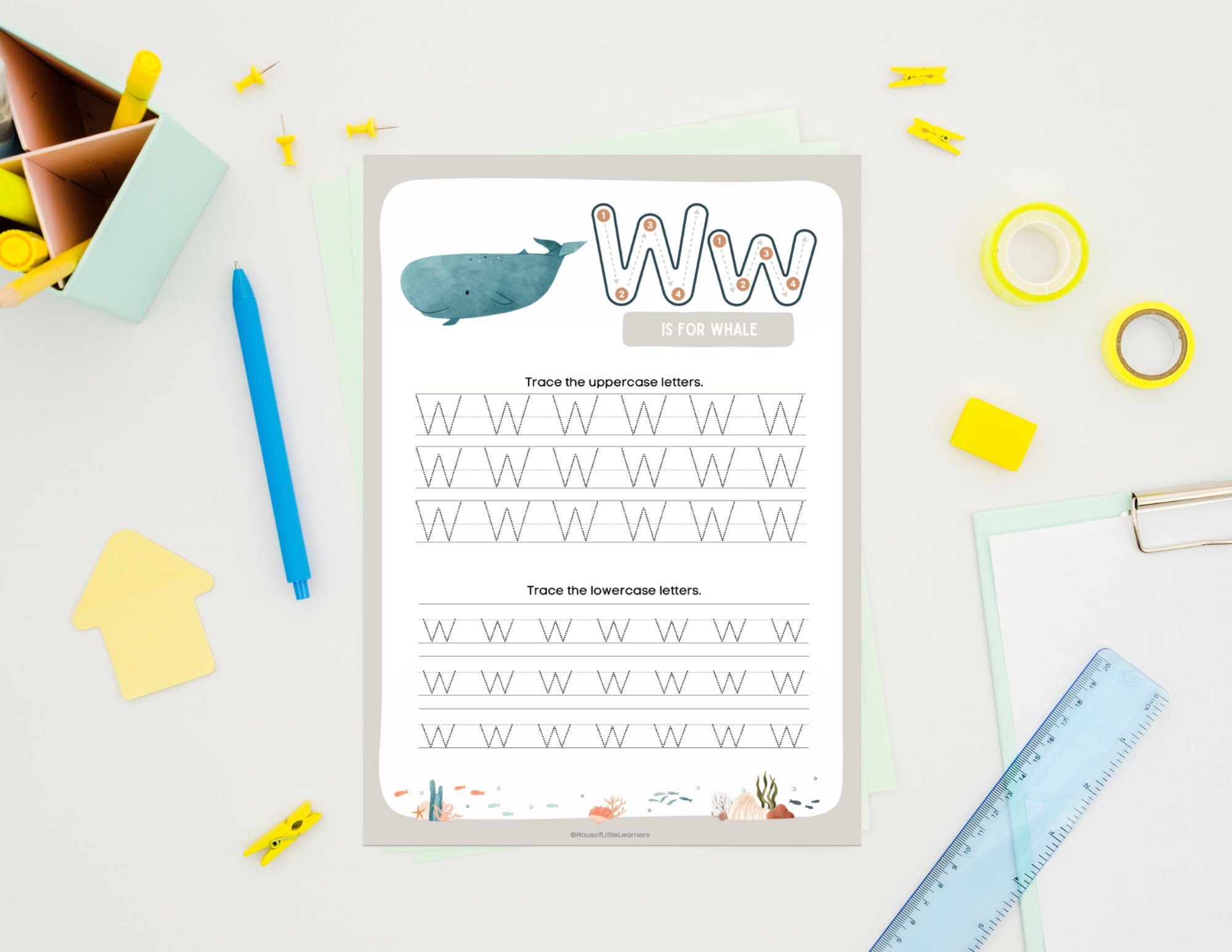 Ocean Friends Alphabet Tracing Sheets, Digital Download, Neutral ...