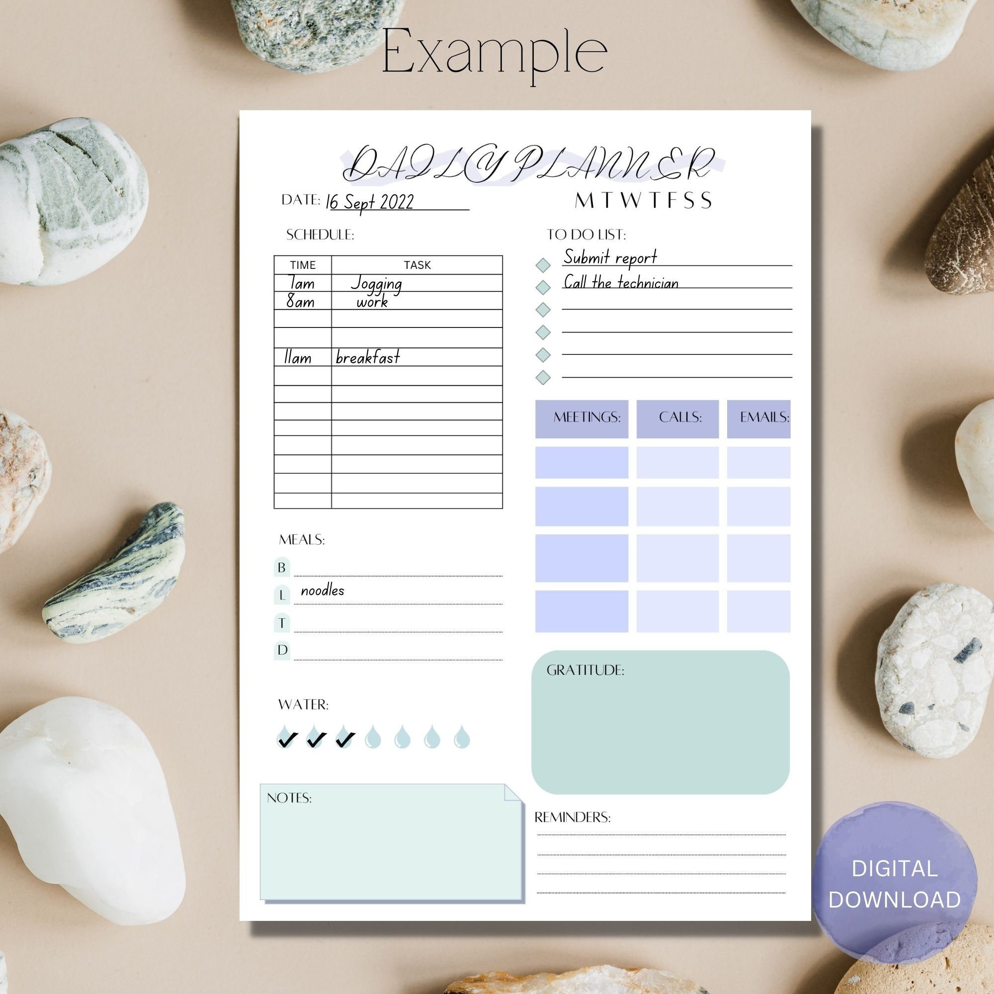 Pink Digital Daily Planner, Colorful Printable Daily Planner Bundle ...