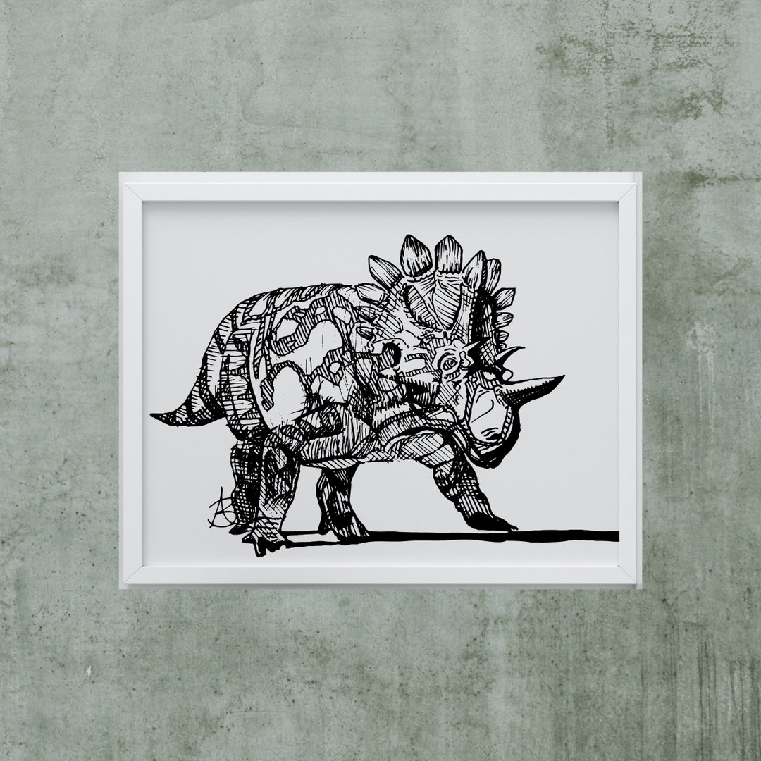 Styracosaurus 1 Drawing Black and White Digital Download - Etsy