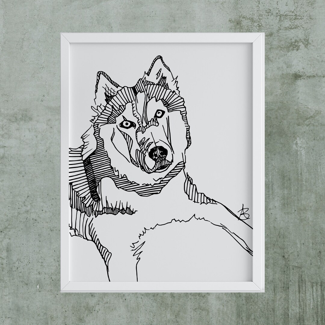 Husky Ink Illustration Digital Download Printable Art Drawing - Etsy
