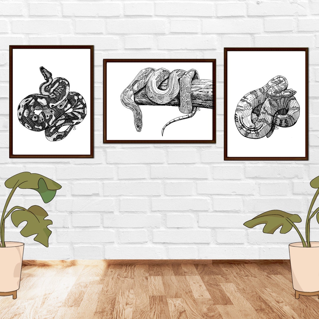 Snakes Bundle Ink Drawing Black and White Digital Download - Etsy