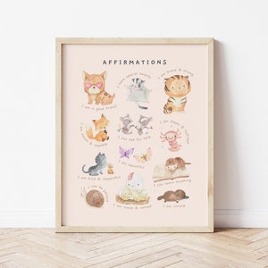 Animal Affirmation Quotes Educational Poster | Watercolor Cute Calm ...