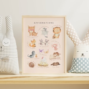 Animal Affirmation Quotes Educational Poster | Watercolor Cute Calm ...