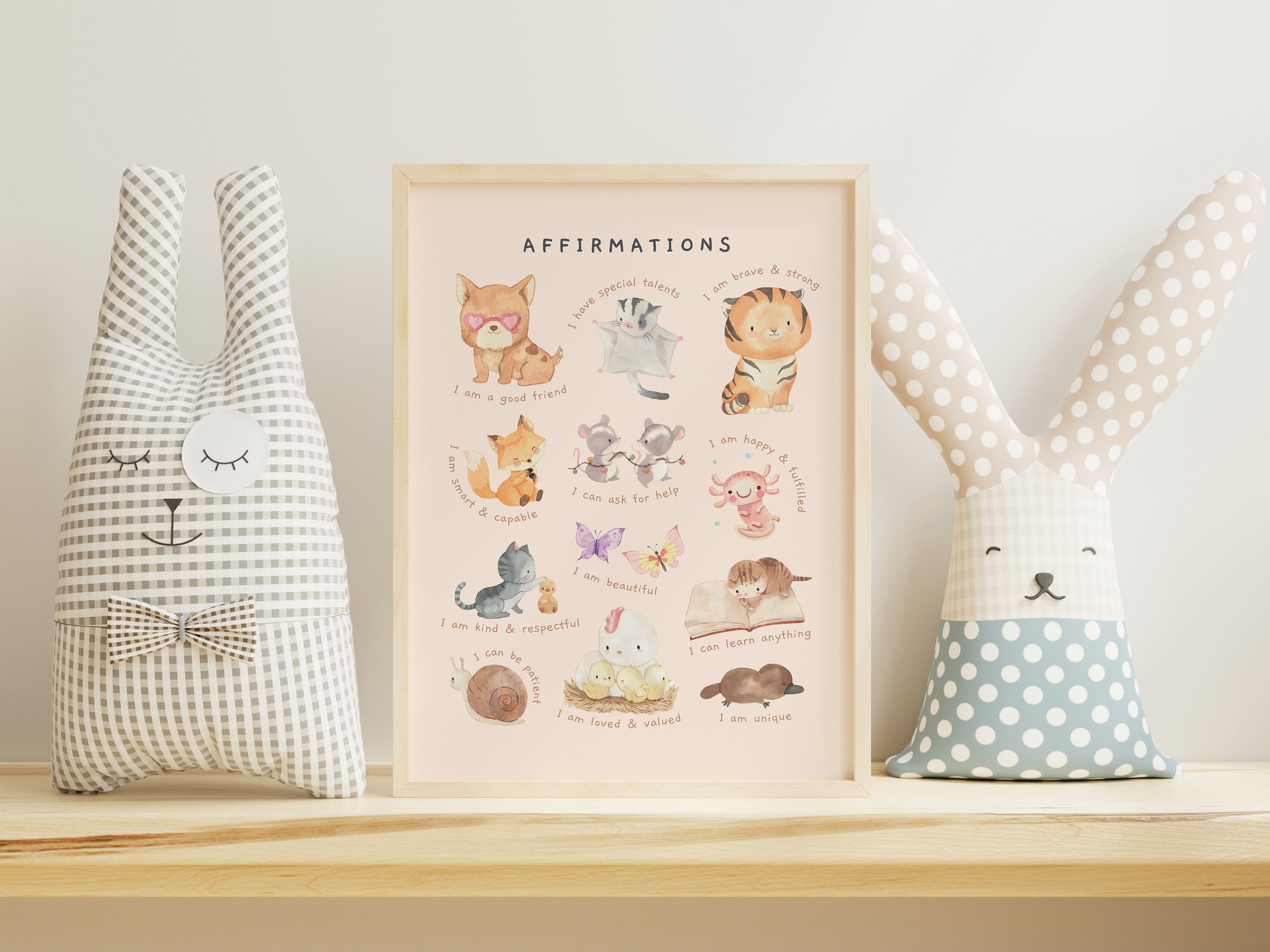 Animal Affirmation Quotes Educational Poster Watercolor Cute Calm ...