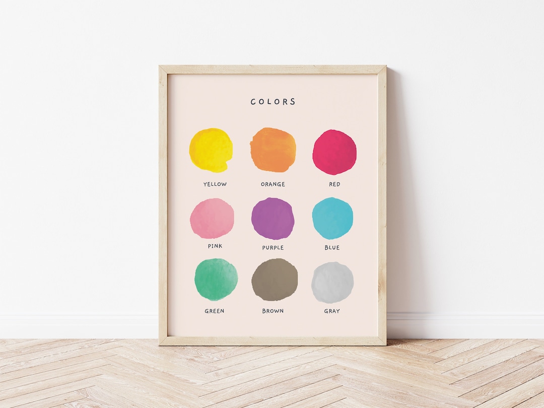 Basic Colors Educational Posters Watercolor Homeschool Montessori ...