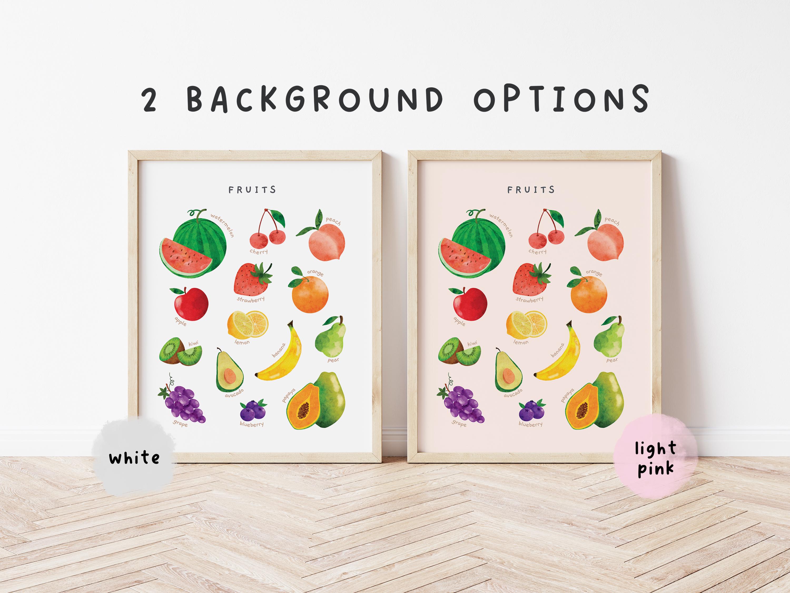 Fruits Homeschool Educational Posters | Printable Watercolor Montessori ...