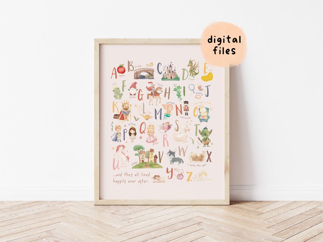 Fairy Tales Alphabets Educational Poster | Pastel Watercolor ABC ...