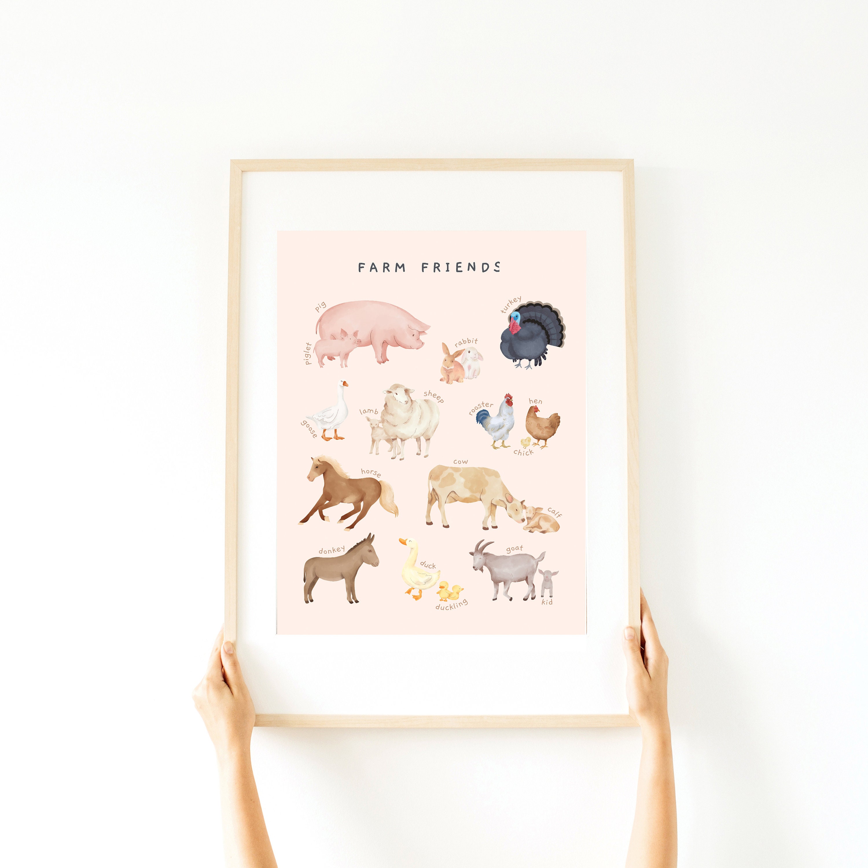 Farm Animals Educational Poster Domesticated Animals Montessori Print ...