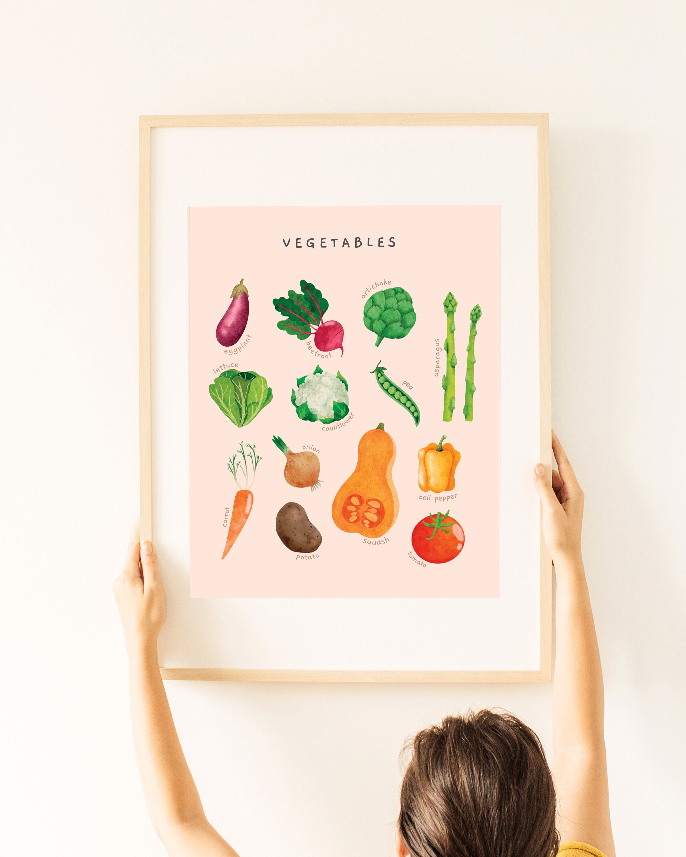 Fruits Vegetables Food Educational Posters Eat the Rainbow Watercolor ...
