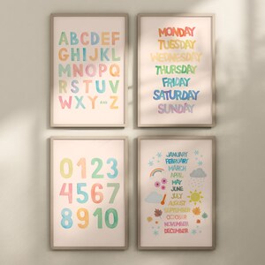 Pastel Educational Posters Set of 8 Montessori Prints Watercolor Kid ...