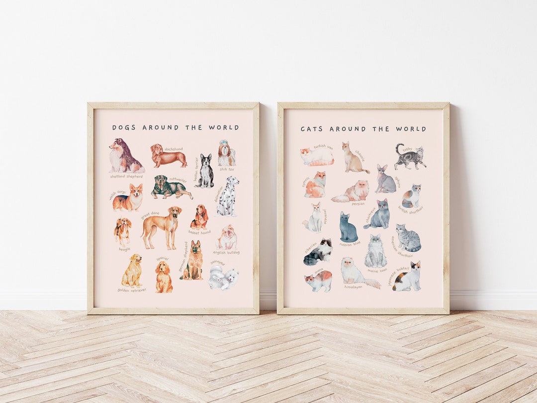 Cat & Dog Breeds Educational Posters Set of 2 Printable - Etsy