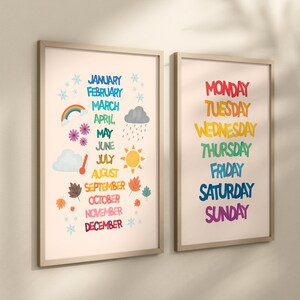 Months of the Year Poster: Rainbow Watercolor Montessori Print (digital ...
