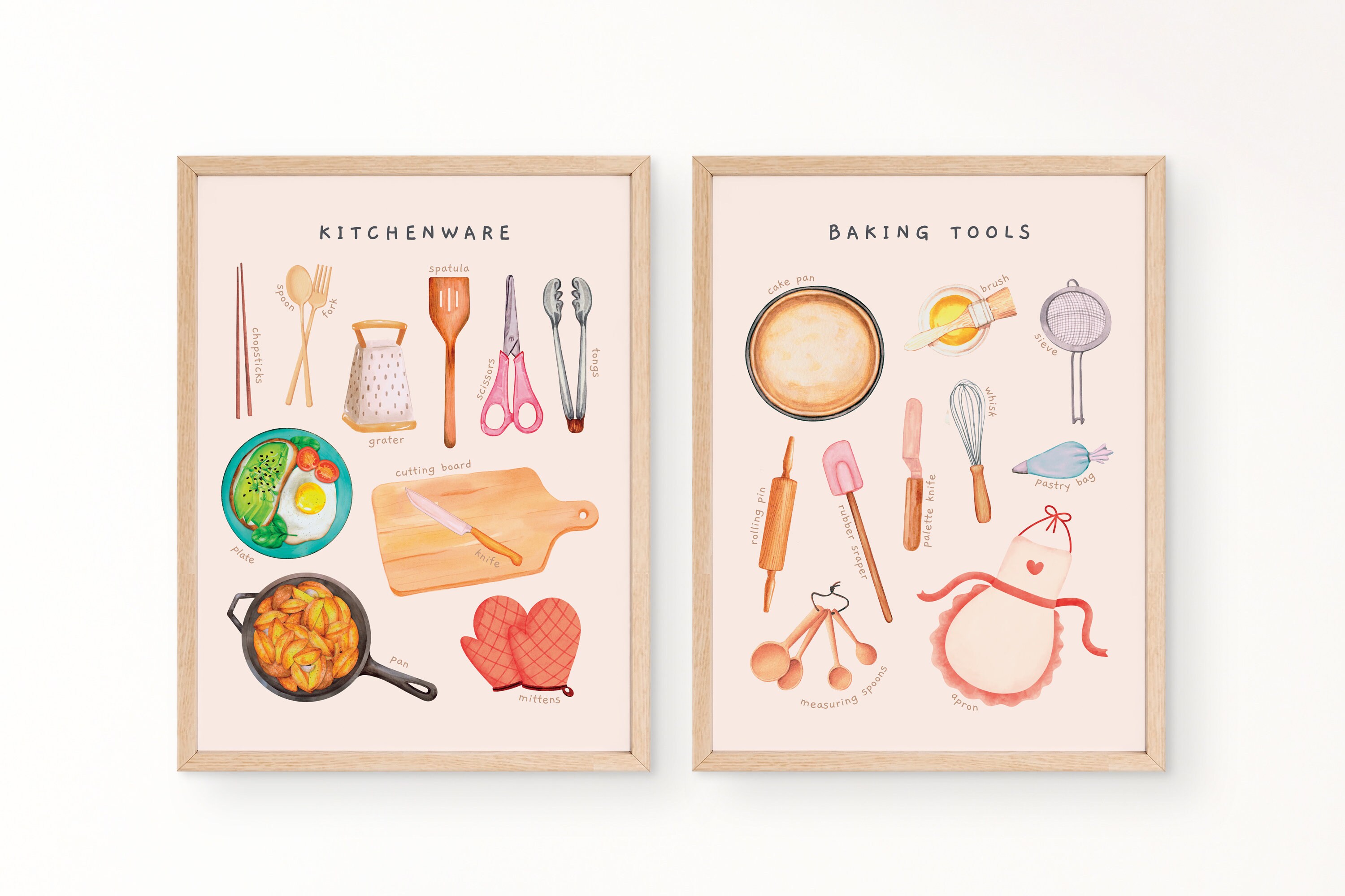 Food & Kitchen Educational Posters Set of 8 Printable Montessori ...