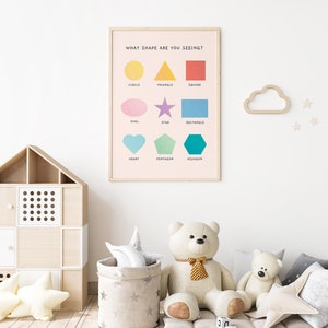 Pastel Educational Posters Set of 8 Montessori Prints Watercolor Kid ...