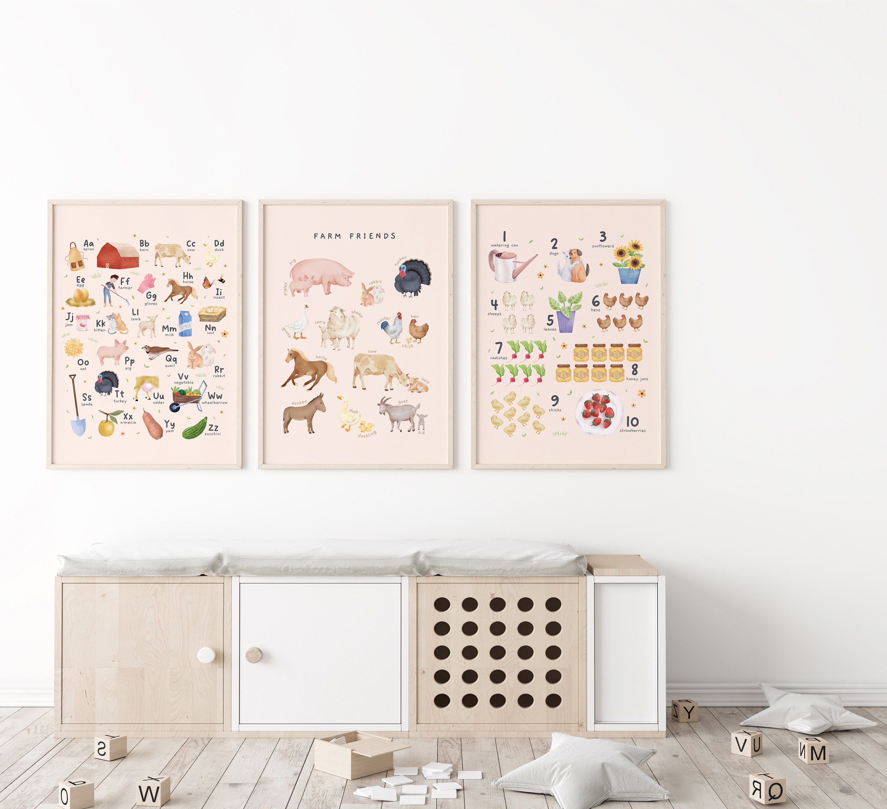 Farm Animals Educational Poster Domesticated Animals Montessori Print ...