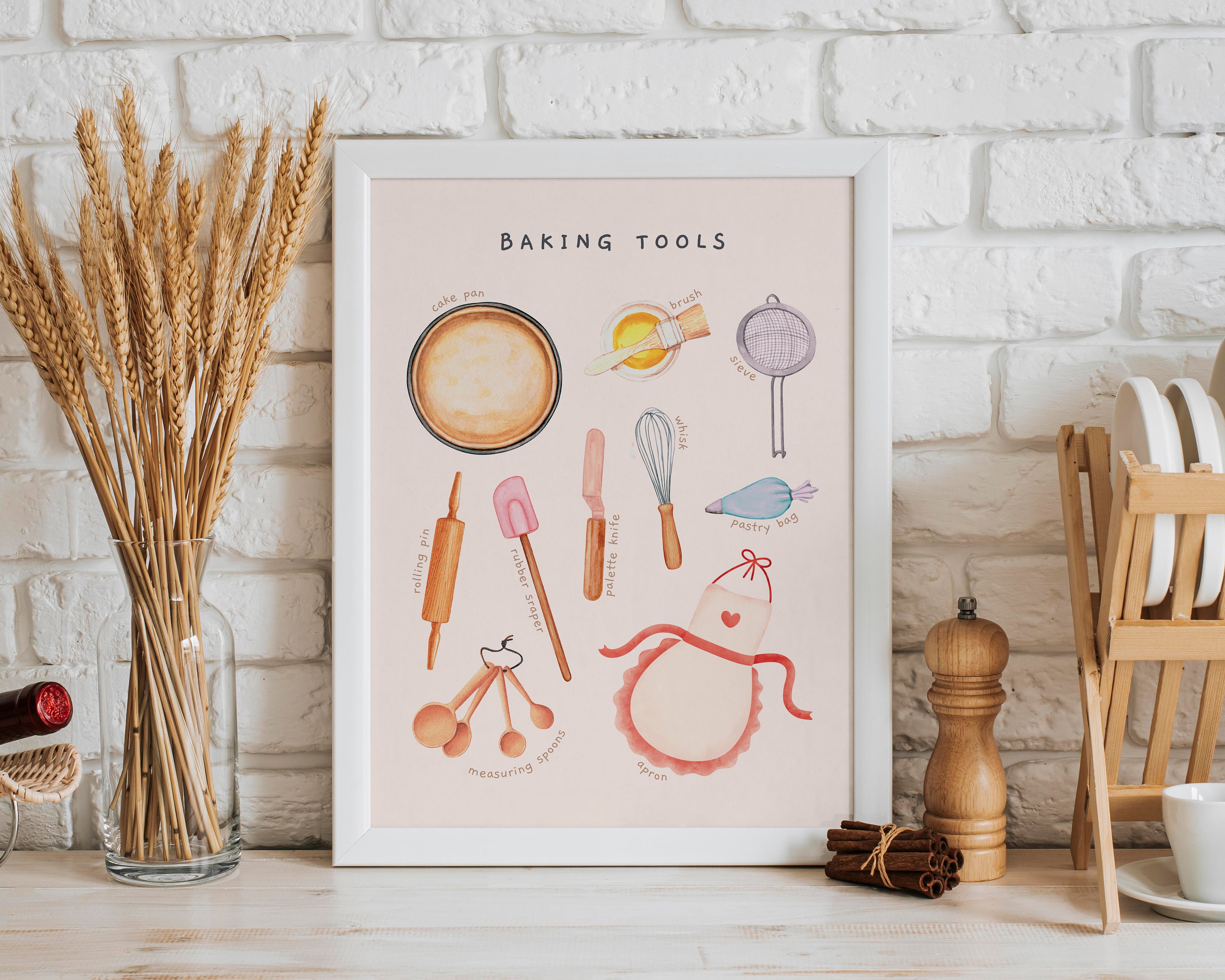 Basic Baking Tools Educational Poster Pastry Montessori Toddler Room ...