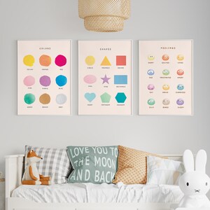 Pastel Educational Posters Set of 8 Montessori Prints Watercolor Kid ...