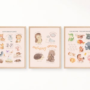 Set of 3 Animal Theme Calm Corner Prints | Cute Calming Techniques ...