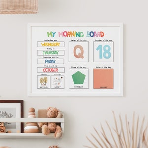 Rainbow Morning Routine Board Educational Print | Watercolor Nursery ...