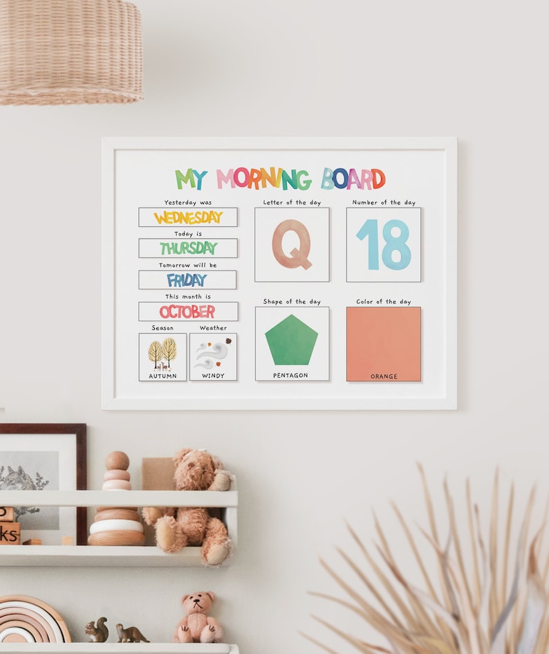 Rainbow Morning Routine Board Educational Print | Watercolor Nursery ...
