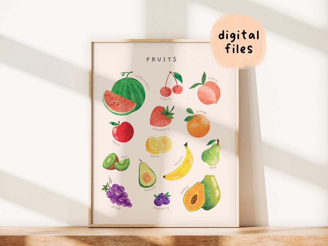 Fruits Homeschool Educational Posters | Printable Watercolor Montessori ...