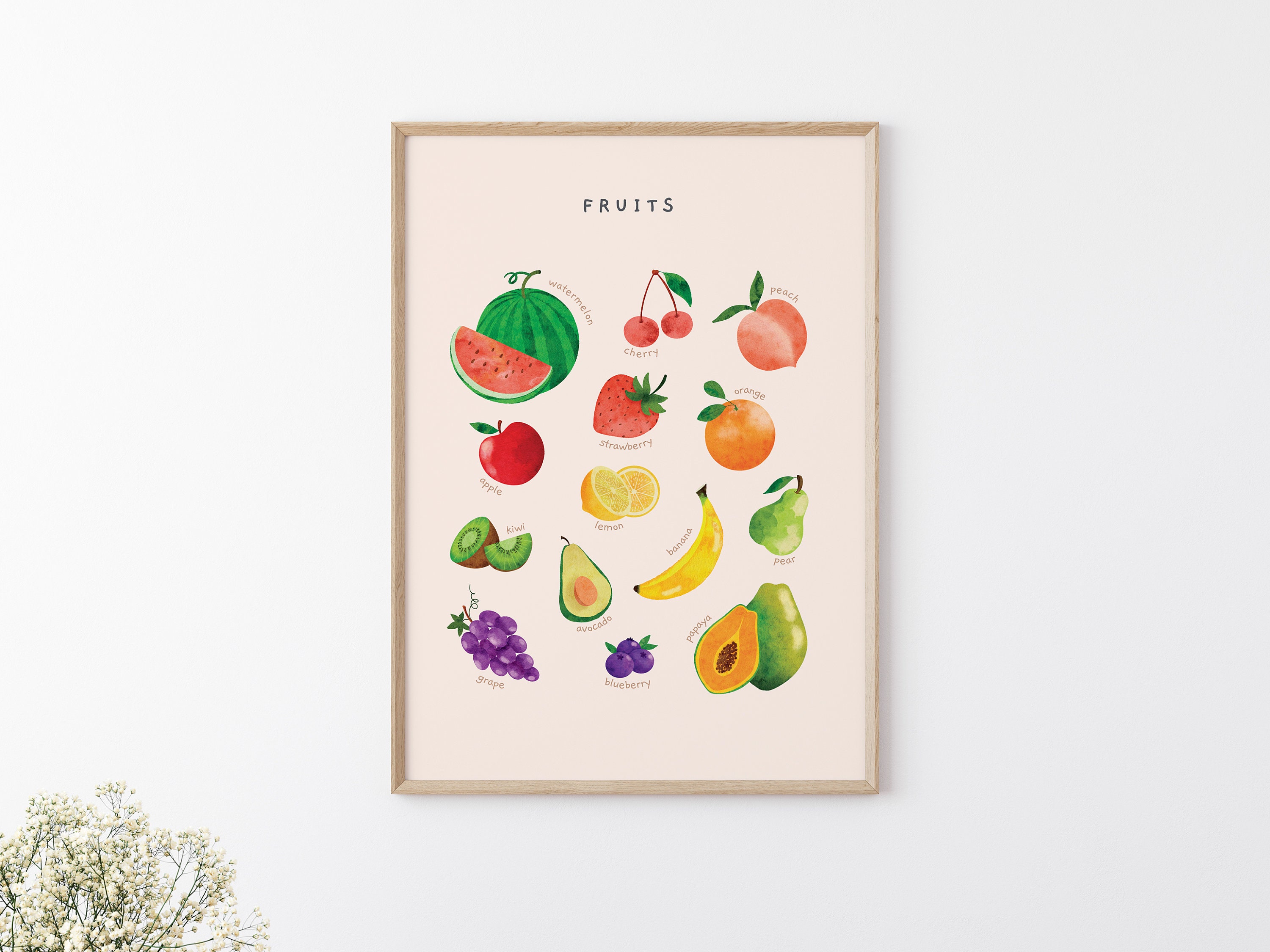 Fruits Homeschool Educational Posters | Printable Watercolor Montessori ...