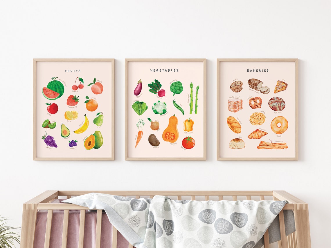 Food & Kitchen Educational Posters Set of 8 Printable Montessori ...