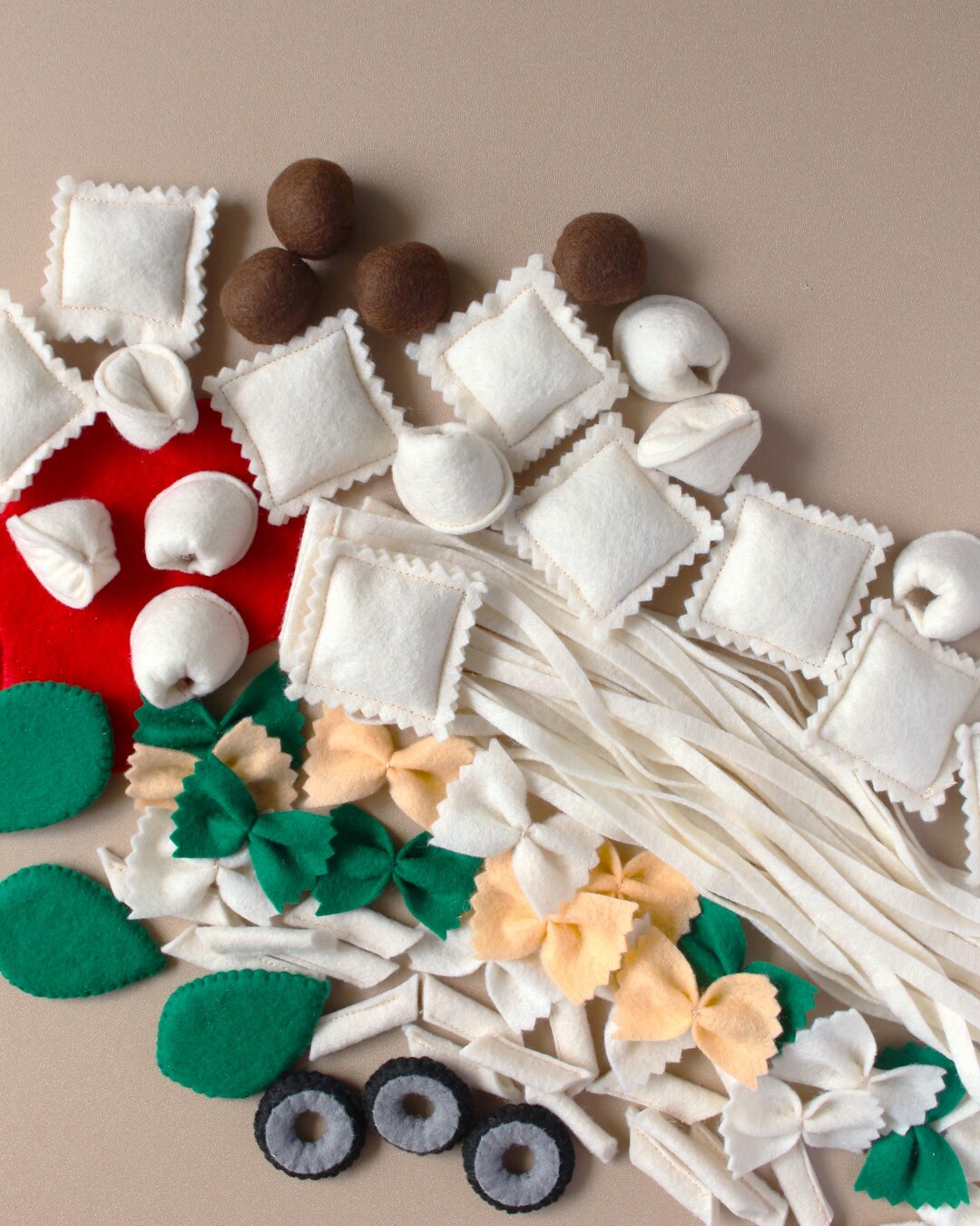Italian Pasta Felt Pretend Play Food Set | Pasta Tomato Sauce ...