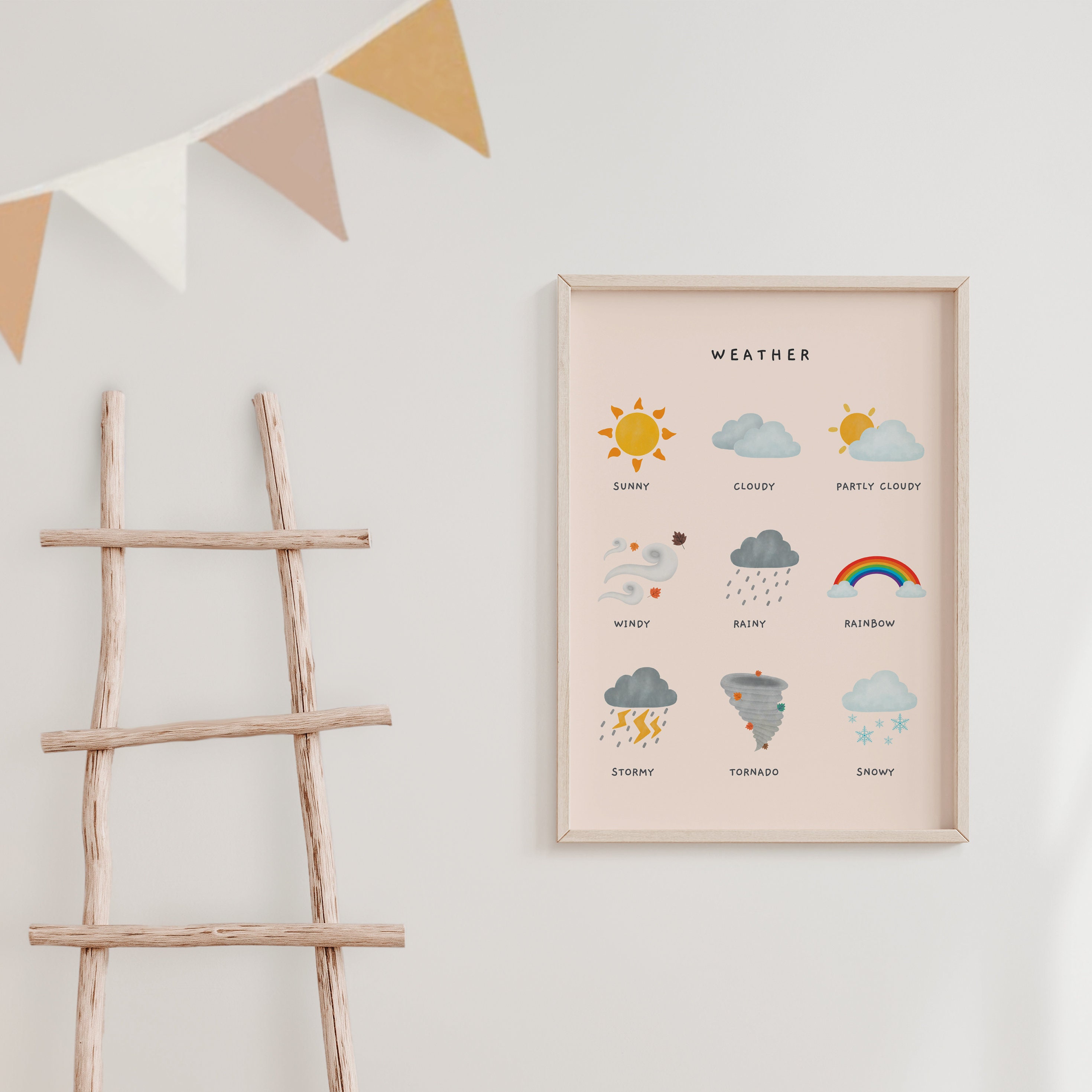 Weather Educational Posters Watercolor Montessori Printable Wall Decor ...