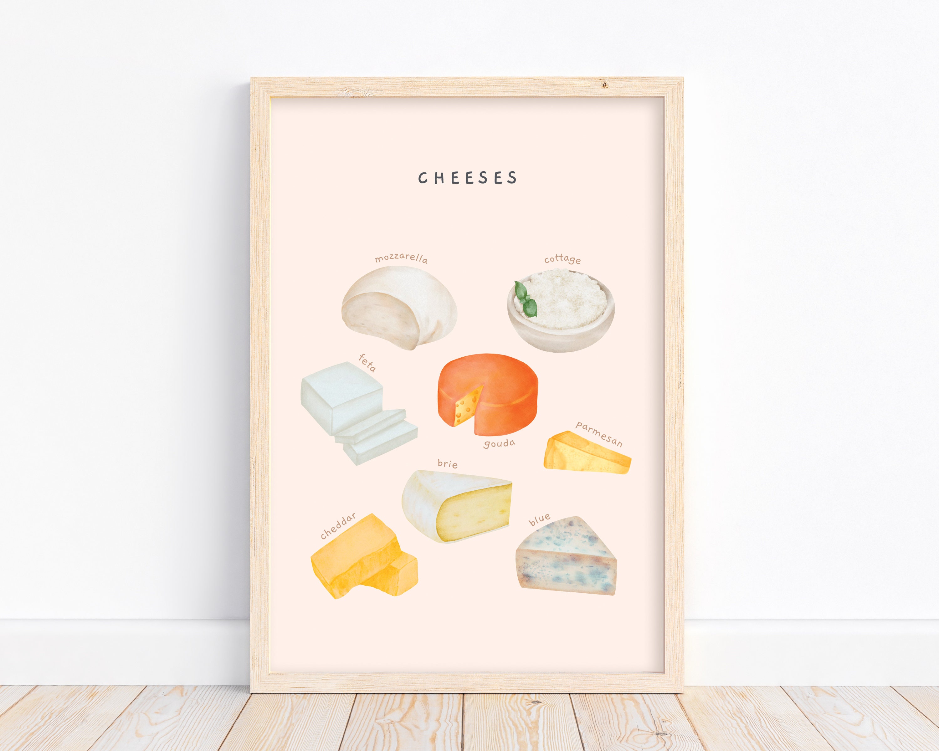 Cheese Types Montessori Educational Poster Printable Watercolor ...