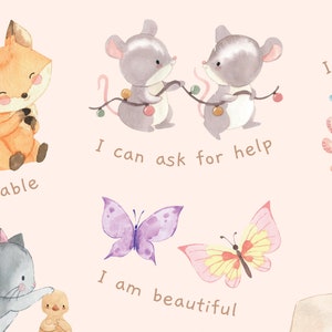 Animal Affirmation Quotes Educational Poster | Watercolor Cute Calm ...