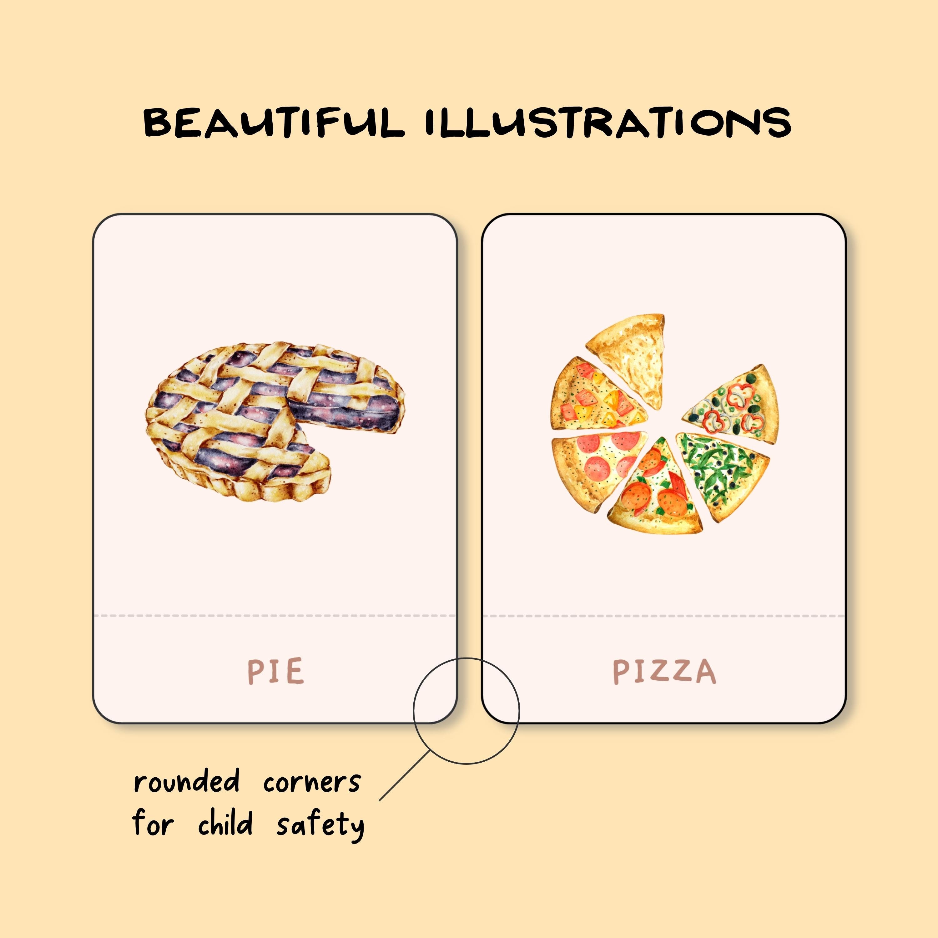 24 Breads Bakery Pastry Flashcards Watercolor Montessori Educational ...