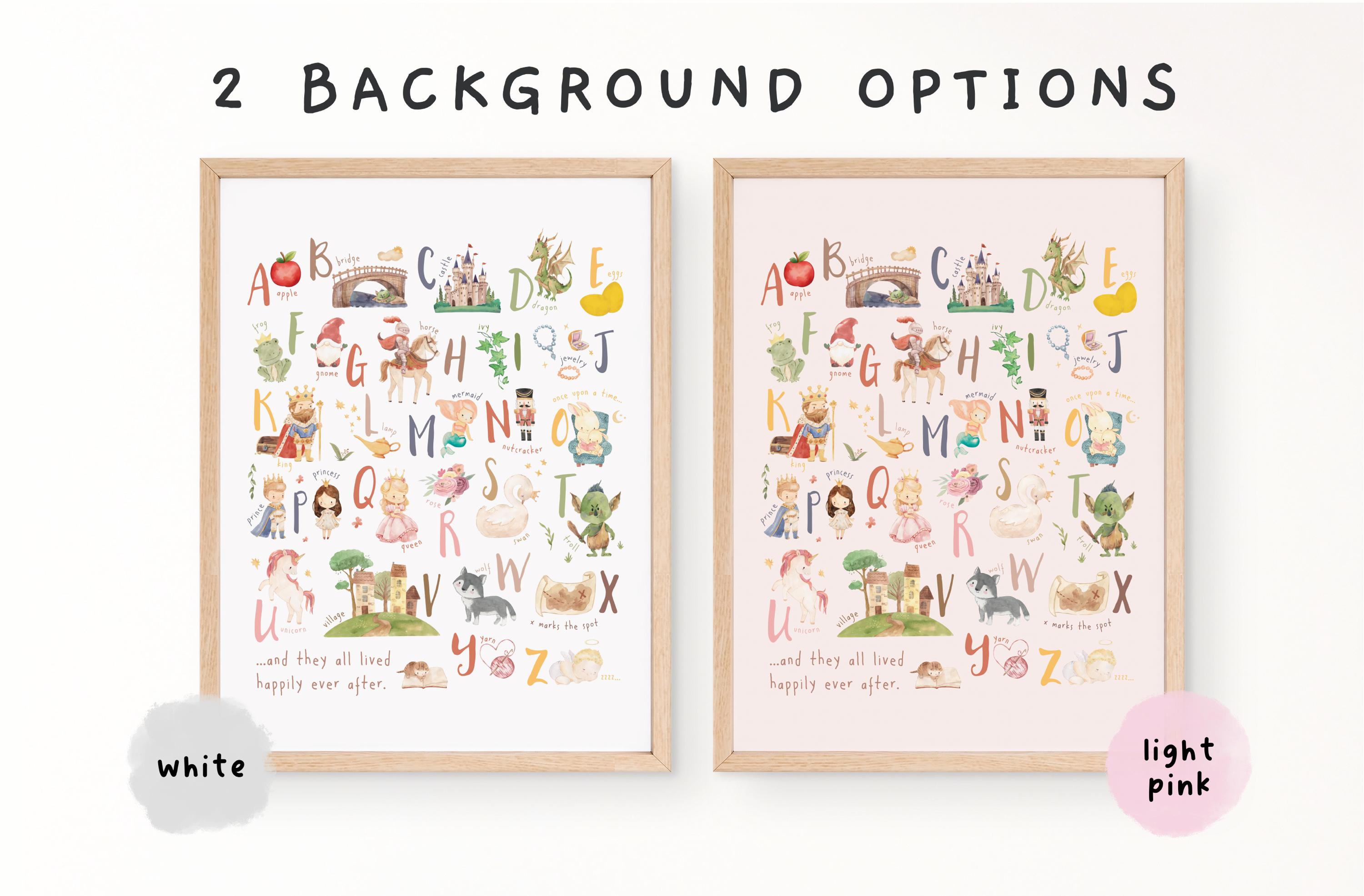 Fairy Tales Alphabet Poster: Pastel Watercolor ABC Print (digital ...
