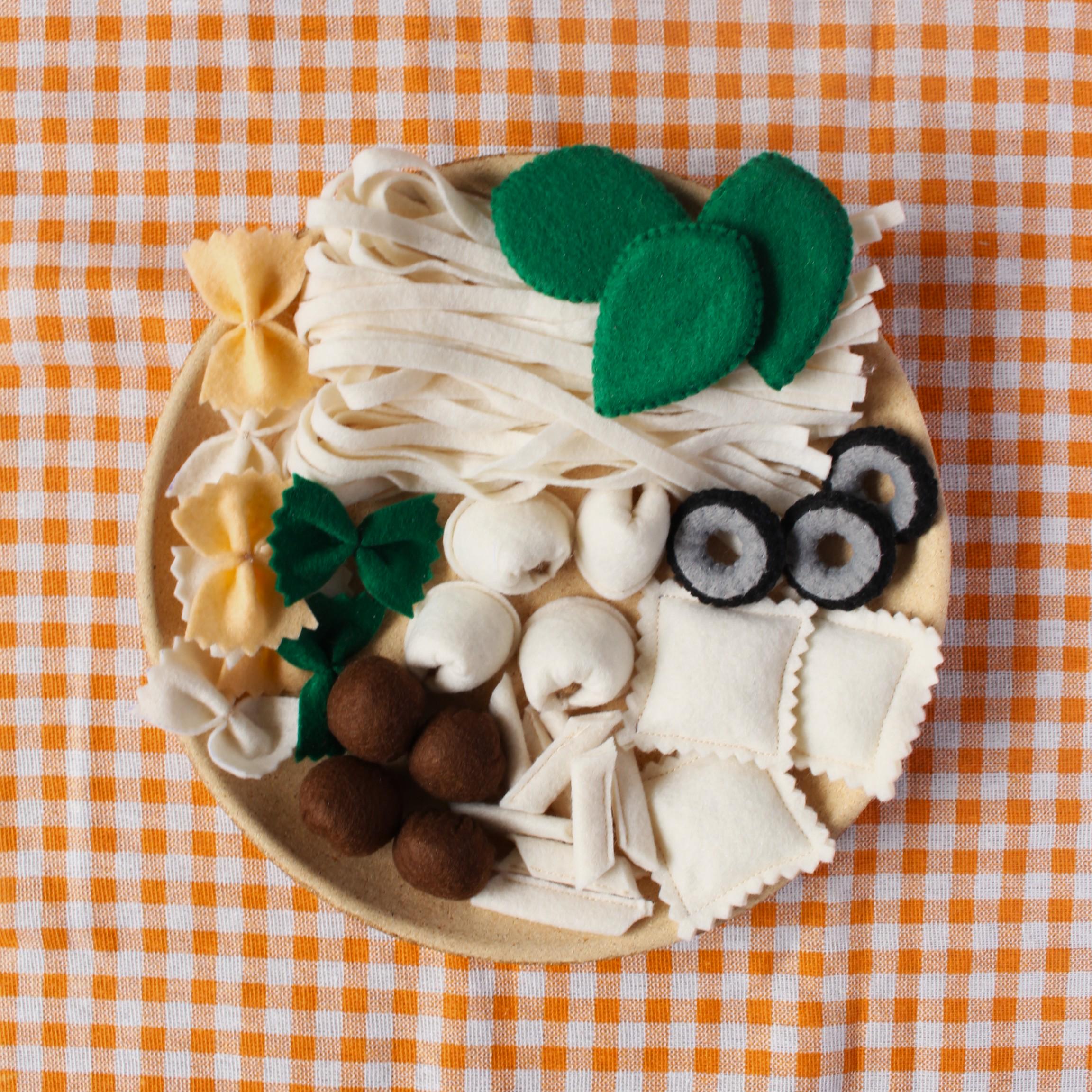 Italian Pasta Felt Pretend Play Food Set | Pasta Tomato Sauce ...