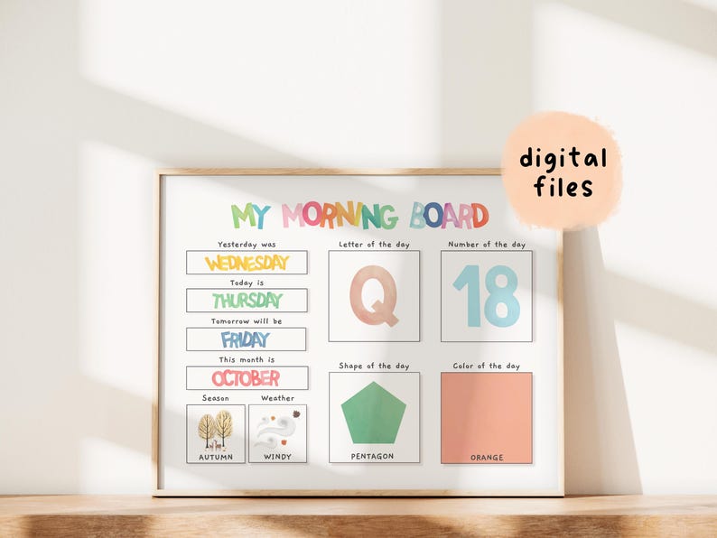 Watercolor Morning Routine Board: Toddler Daily Calendar (digital ...