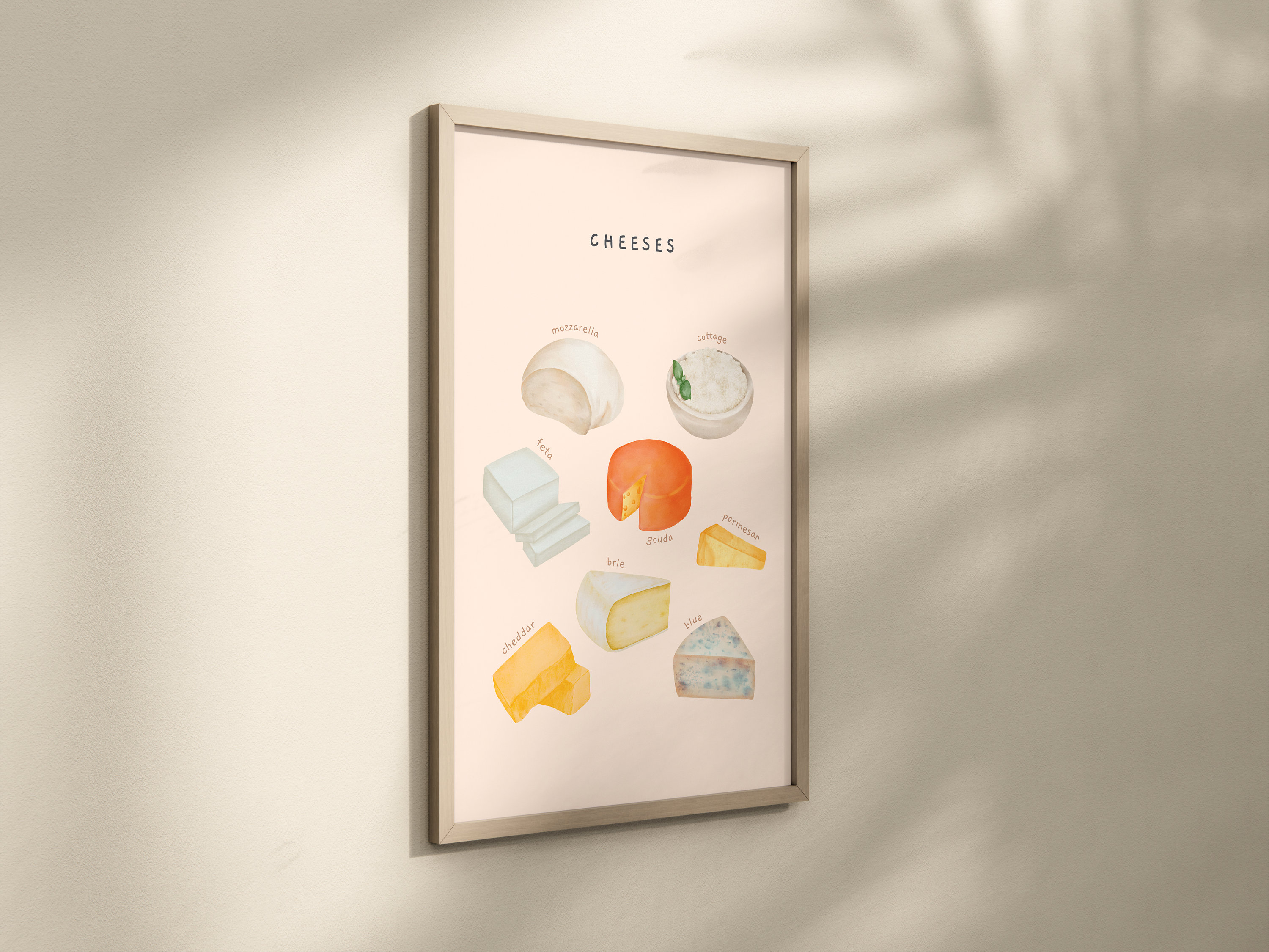 Cheese Types Montessori Educational Poster Printable Watercolor ...