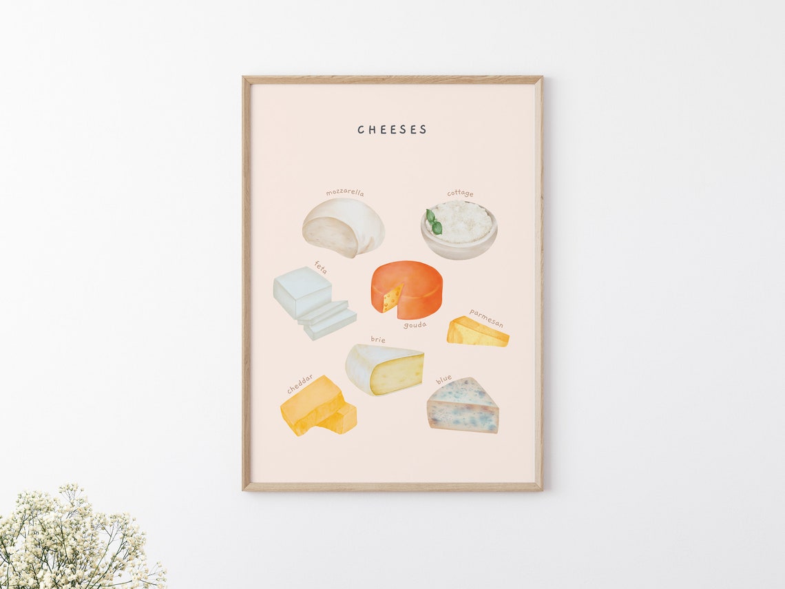 Cheese Types Montessori Educational Poster Printable Watercolor ...